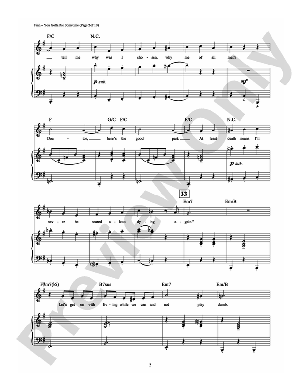 You Gotta Die Sometime: Piano/Vocal/Chords: William Finn - Digital Sheet Music Download