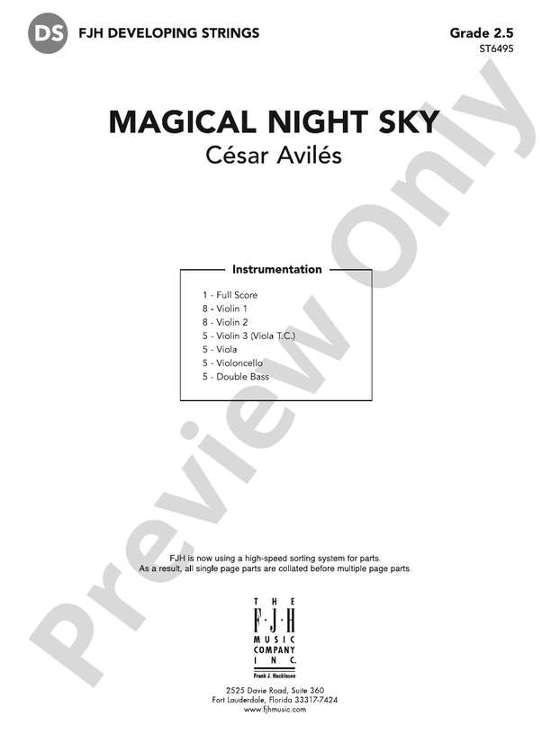 Magical Night Sky: Score: String Orchestra Score: César Avilés ...