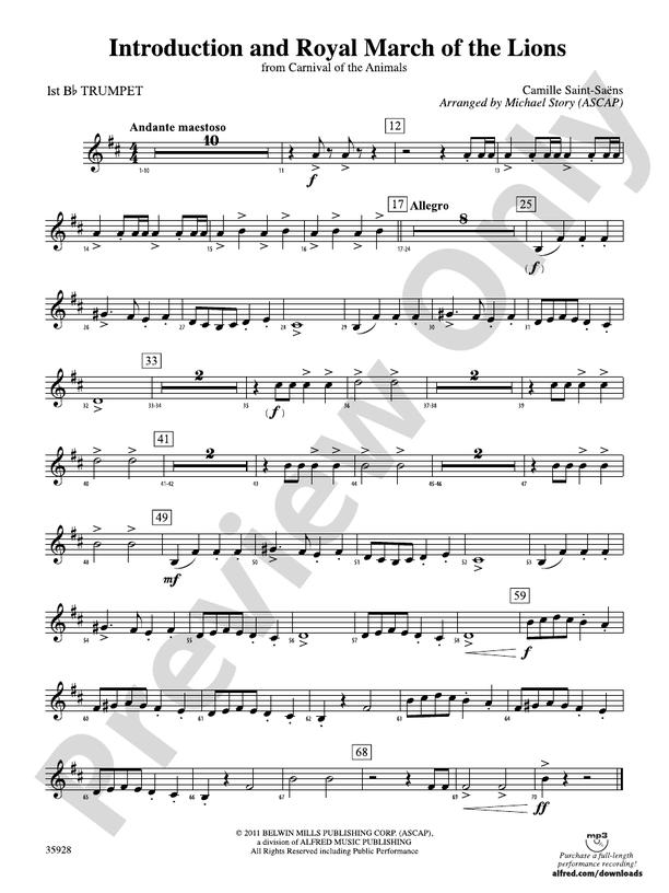 Introduction and Royal March of the Lions (from Carnival of the Animals ...