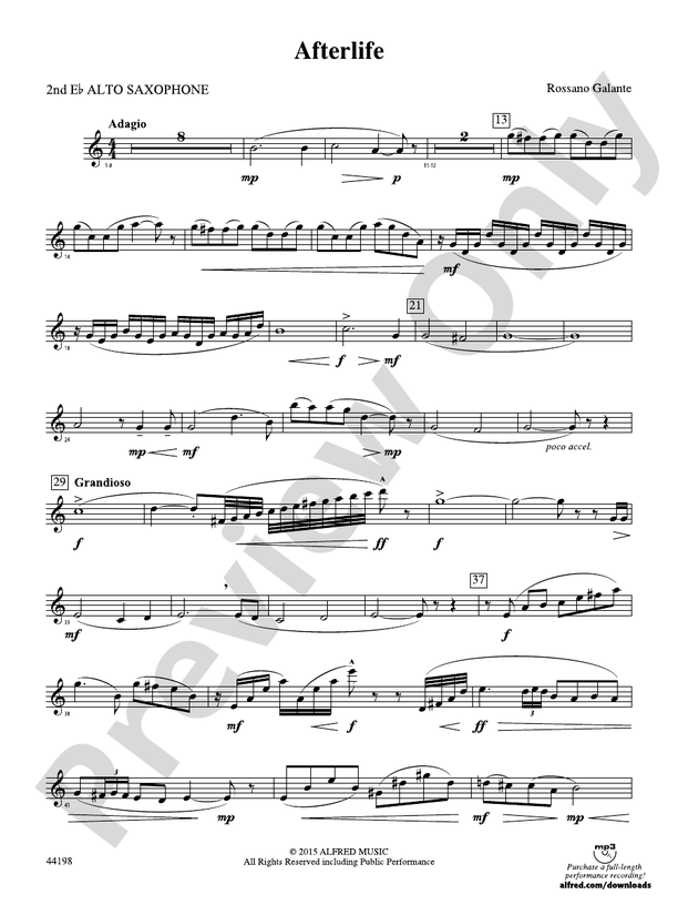 Afterlife: 2nd E-flat Alto Saxophone: 2nd E-flat Alto Saxophone Part - Digital Sheet Music Download