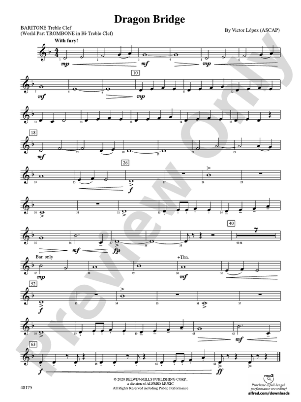 Dragon Bridge: Baritone T.C.: Baritone T.C. Part - Digital Sheet Music ...