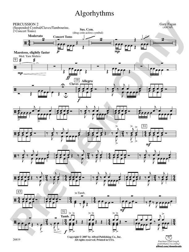 Algorhythms: 2nd Percussion: 2nd Percussion Part - Digital Sheet Music Download