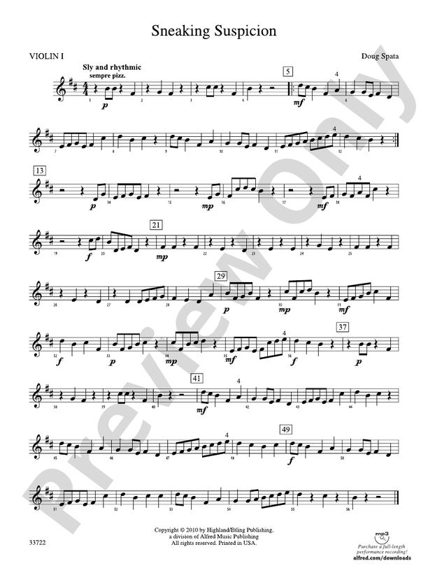 Sneaking Suspicion: 1st Violin: 1st Violin Part - Digital Sheet Music ...