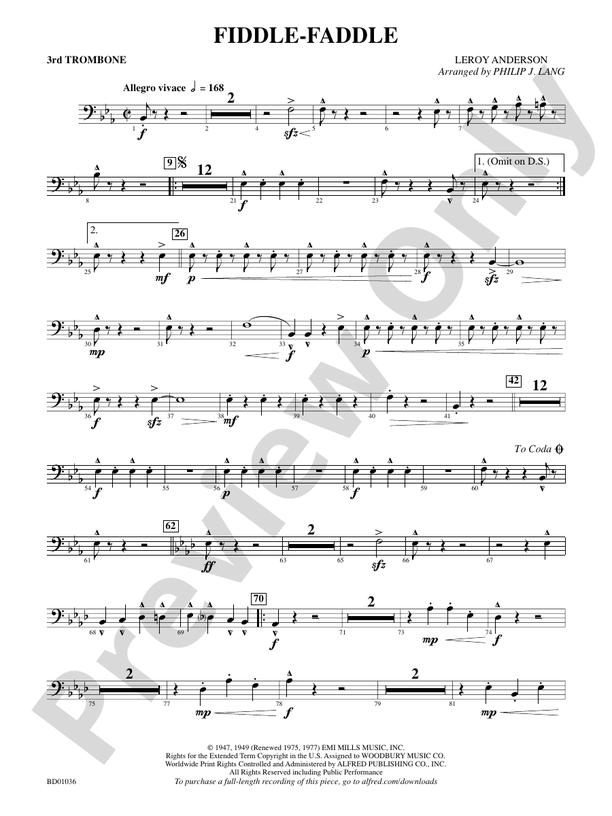 Fiddle-Faddle: 3rd Trombone: 3rd Trombone Part - Digital Sheet Music ...