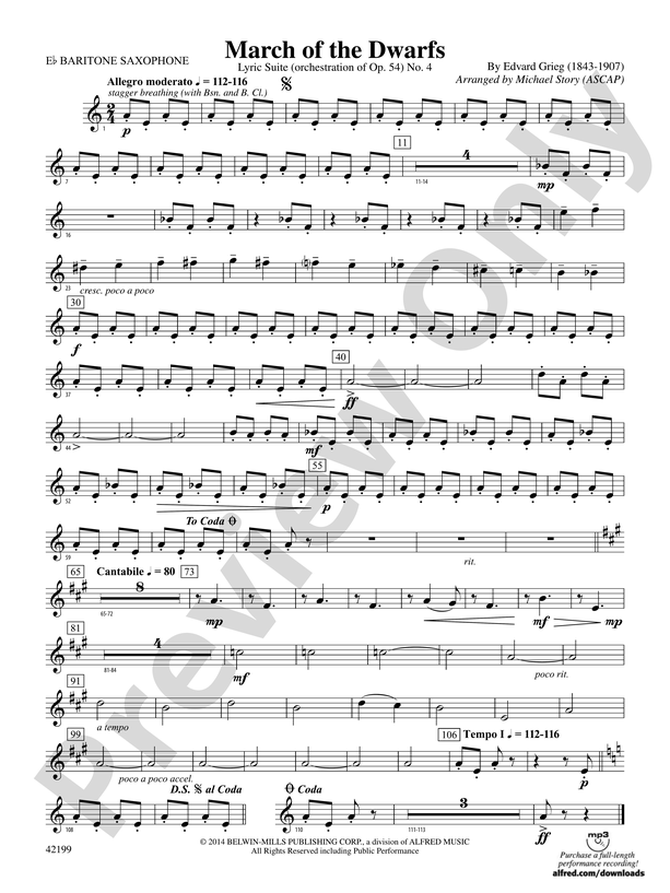 March of the Dwarfs: E-flat Baritone Saxophone: E-flat Baritone Saxophone Part - Digital Sheet ...