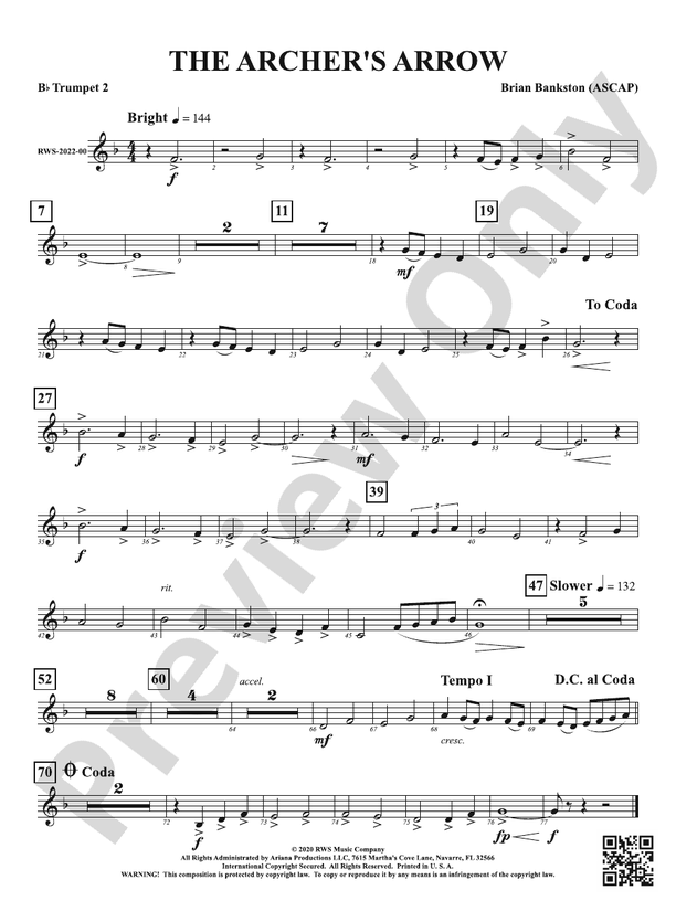 The Archer's Arrow: 2nd B-flat Trumpet: 2nd B-flat Trumpet Part: Brian Bankston - Digital Sheet ...