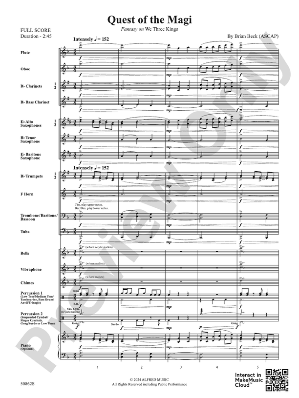 Quest of the Magi: Concert Band Conductor Score & Parts: Brian Beck ...