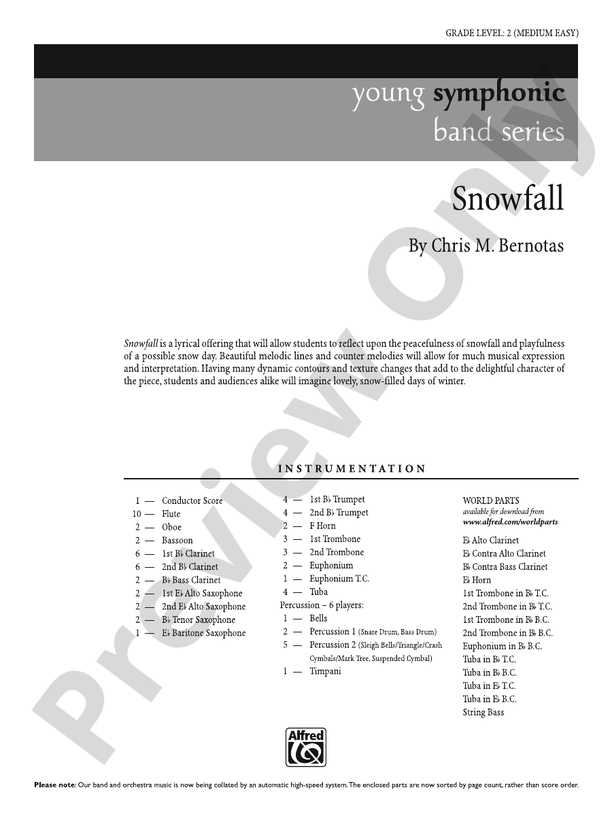 Snowfall: Score: Concert Band Score - Digital Sheet Music Download
