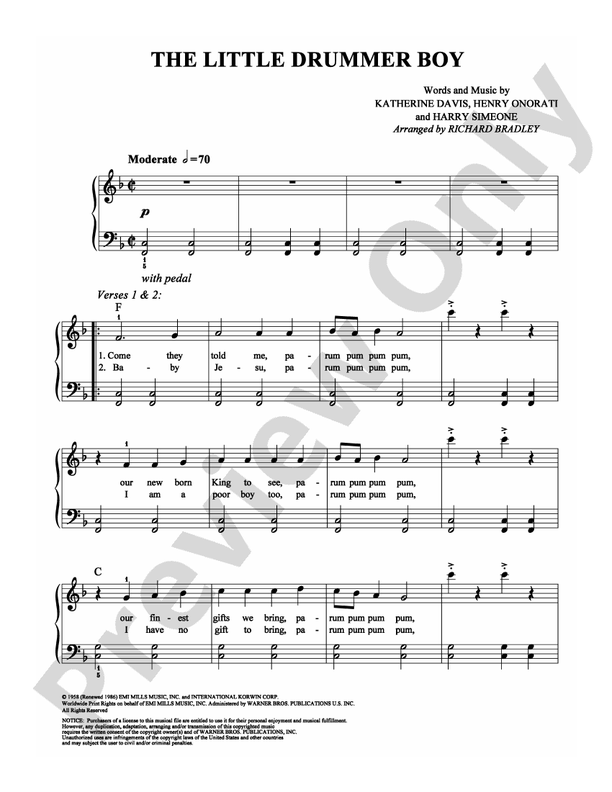 The Little Drummer Boy: Easy Piano: Henry Onorati - Digital Sheet Music ...