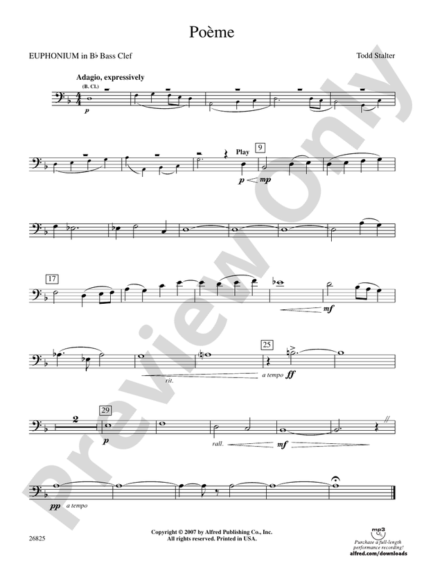 Poeme: (wp) B-flat Baritone B.C.: (wp) B-flat Baritone B.C. World Part - Digital Sheet Music ...