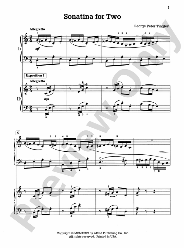 Sonatina for Two - Piano Duo (2 Pianos, 4 Hands): Piano: George Peter ...