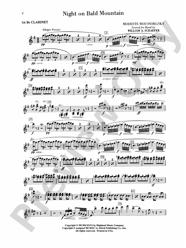 Night on Bald Mountain: 1st B-flat Clarinet: 1st B-flat Clarinet Part ...