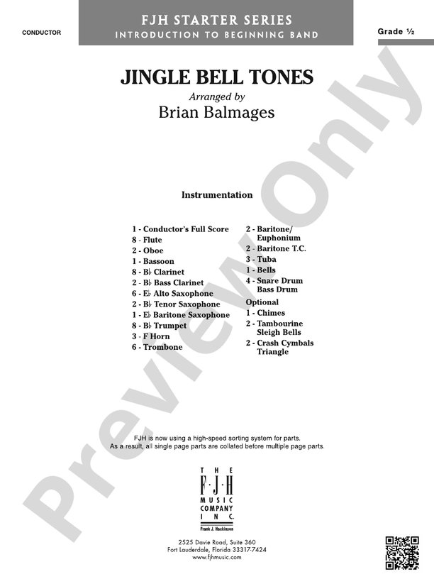 Jingle Bell Tones: Concert Band Conductor Score & Parts: Brian Balmages ...