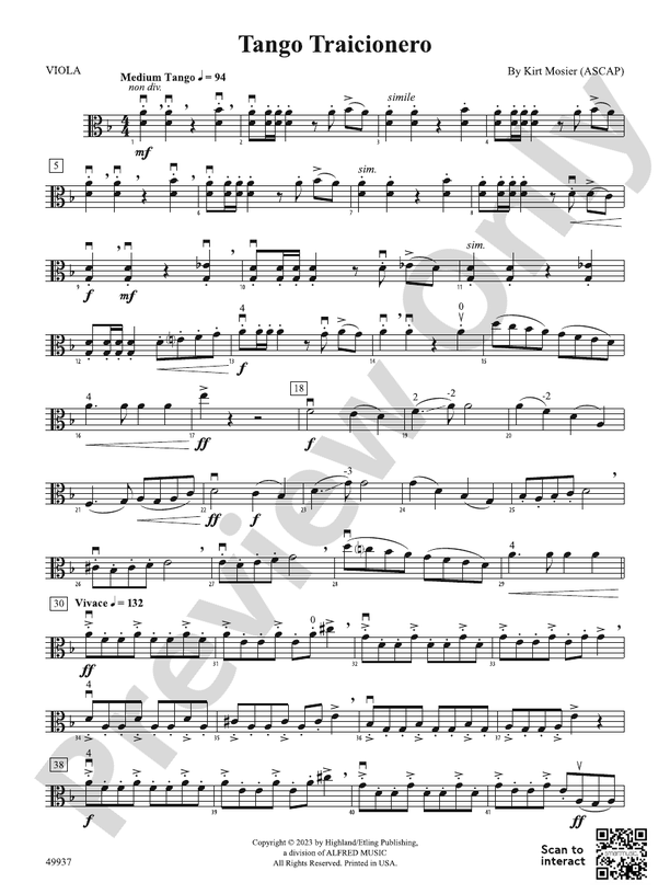 Tango Traicionero: Viola: Viola Part - Digital Sheet Music Download