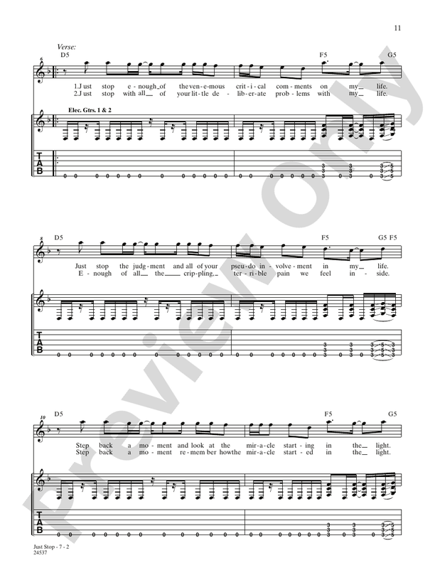 Just Stop: Guitar: Disturbed - Digital Sheet Music Download