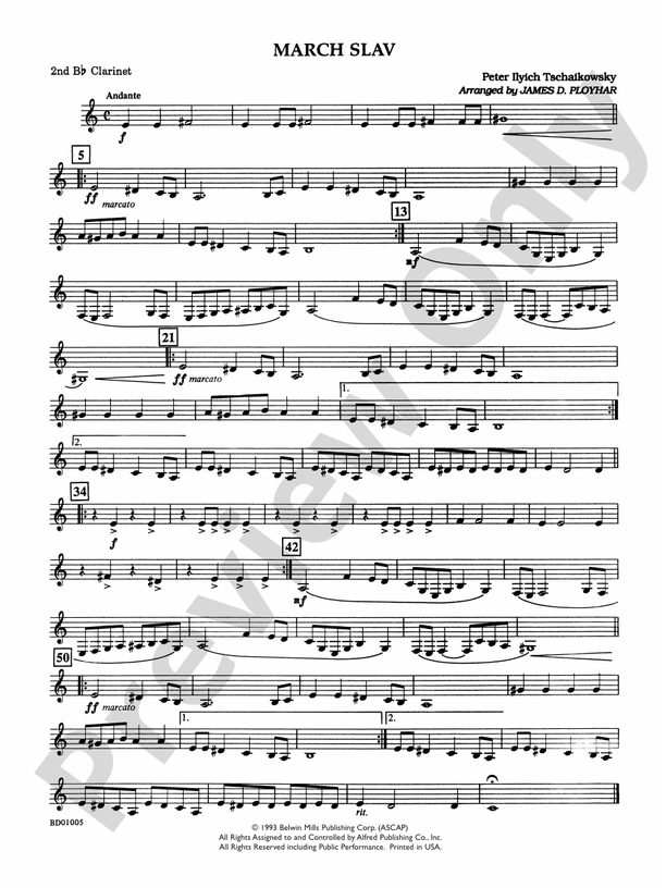 March Slav: 2nd B-flat Clarinet: 2nd B-flat Clarinet Part - Digital ...