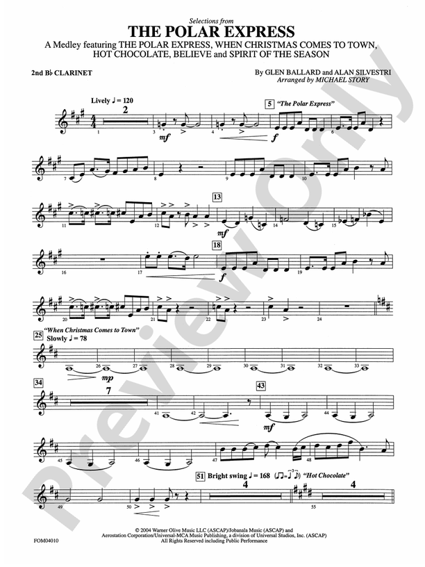 The Polar Express, Selections from: 2nd B-flat Clarinet: 2nd B-flat Clarinet Part - Digital ...