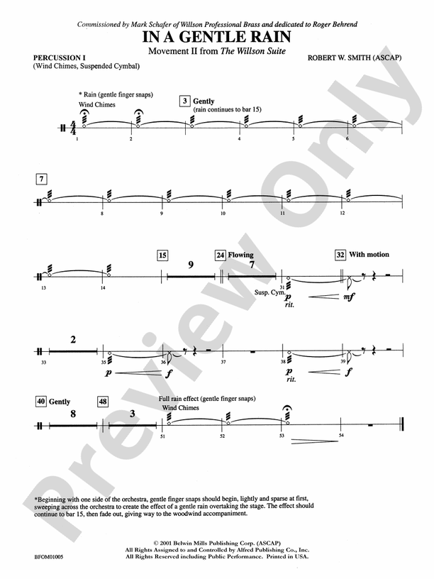 In a Gentle Rain (Movement II from the Willson Suite): 1st Percussion: 1st Percussion Part ...