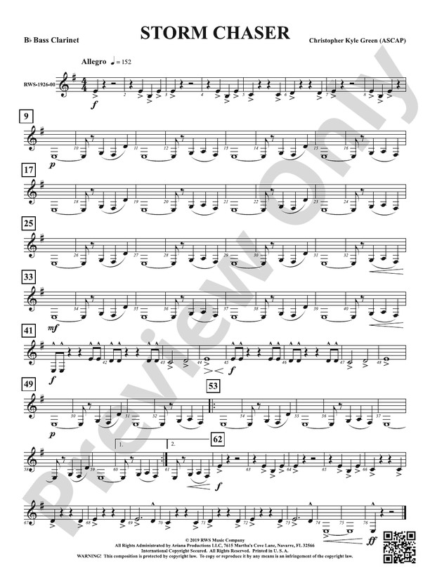 Storm Chaser: B-flat Bass Clarinet: B-flat Bass Clarinet Part ...