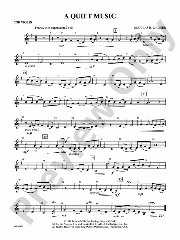 A Quiet Music: 2nd Violin: 2nd Violin Part - Digital Sheet Music Download