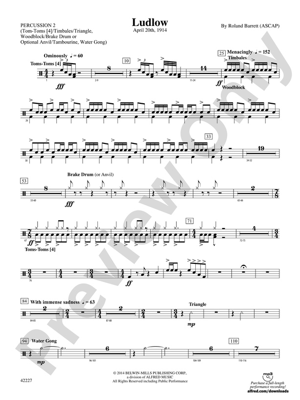 Ludlow: 2nd Percussion: 2nd Percussion Part - Digital Sheet Music Download