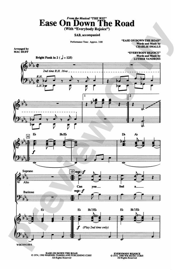 Ease on Down the Road (from the musical The Wiz): SAB Choral Octavo - Digital Sheet Music Download