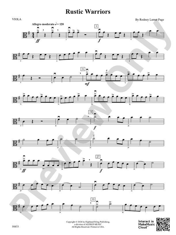 Rustic Warriors: Viola: Viola Part - Digital Sheet Music Download