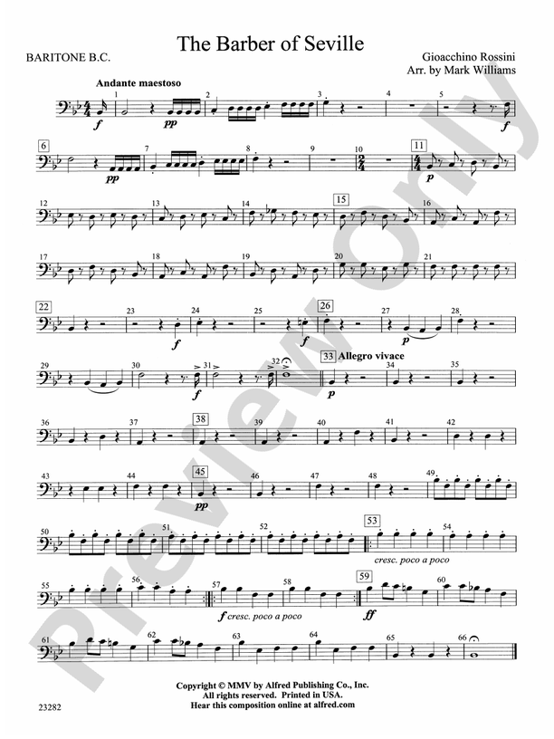 The Barber of Seville: Baritone B.C.: Baritone B.C. Part - Digital Sheet Music Download