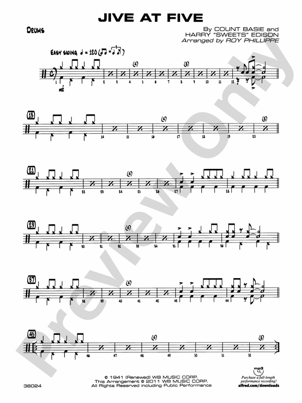 Jive at Five: Drums: Drums Part - Digital Sheet Music Download