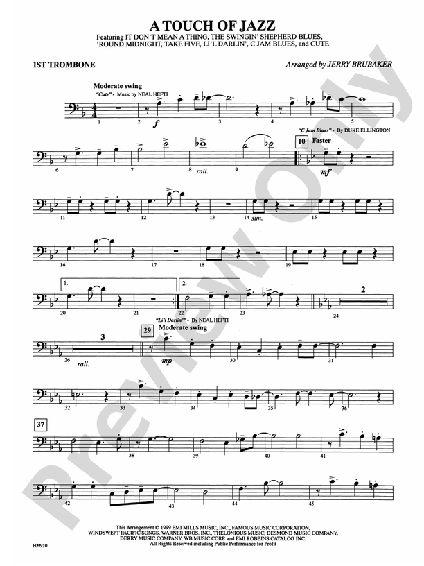 A Touch of Jazz: 1st Trombone: 1st Trombone Part - Digital Sheet Music ...