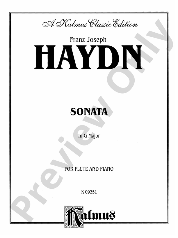 Haydn: Sonata in G Major: Flute Part(s): Franz Joseph Haydn - Digital ...