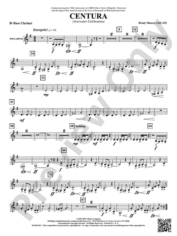 Centura - Averwater Celebration: B-flat Bass Clarinet: B-flat Bass ...