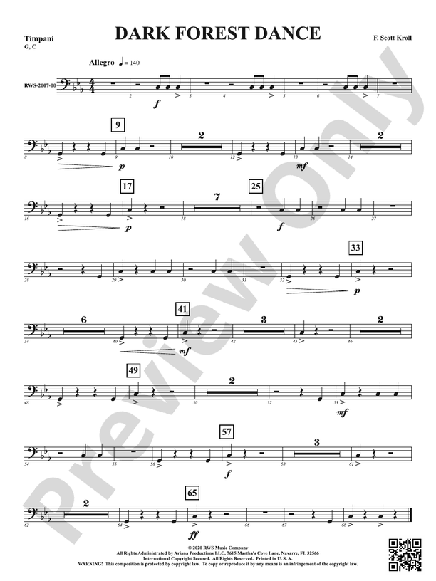 Dark Forest Dance: Timpani: Timpani Part: F. Scott Kroll - Digital ...