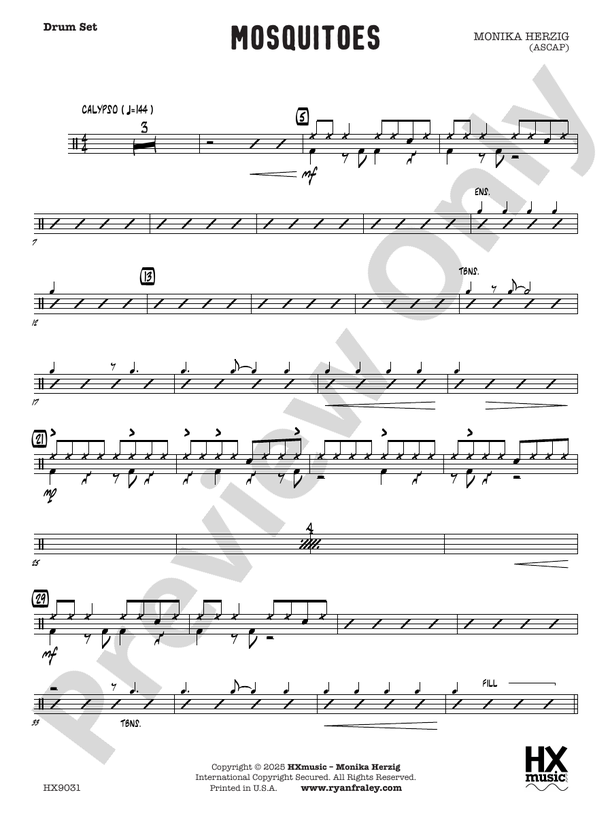 Mosquitoes: Drum Set: Drum Set Part: Monika Herzig - Digital Sheet ...