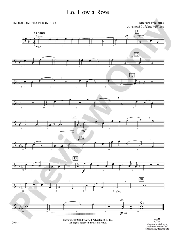 Lo, How a Rose: 1st Trombone: 1st Trombone Part - Digital Sheet Music ...