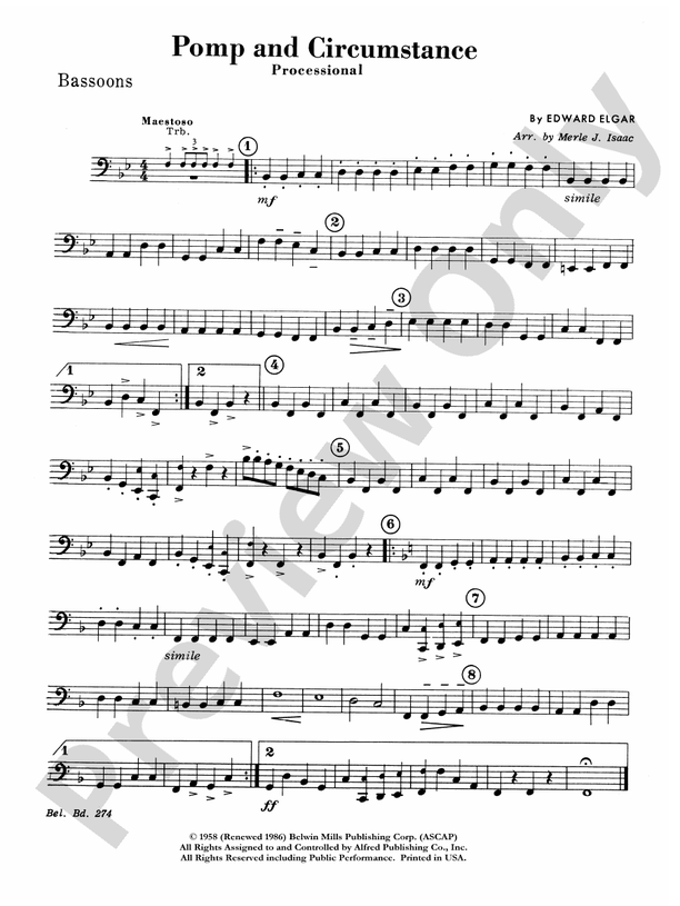 Pomp and Circumstance, Op. 39, No. 1 (Processional): Bassoon: Bassoon ...