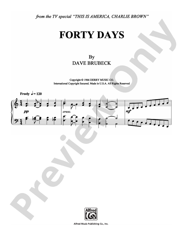 Forty Days: Piano: Dave Brubeck - Digital Sheet Music Download