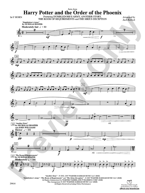 Harry Potter and the Order of the Phoenix, Suite from: 1st F Horn: 1st ...