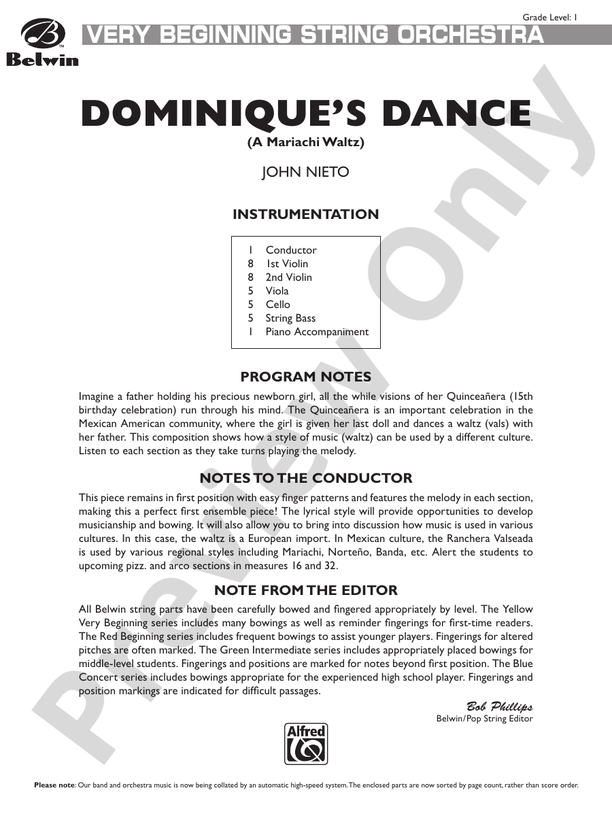Dominique's Dance: Score: String Orchestra Score - Digital Sheet Music ...