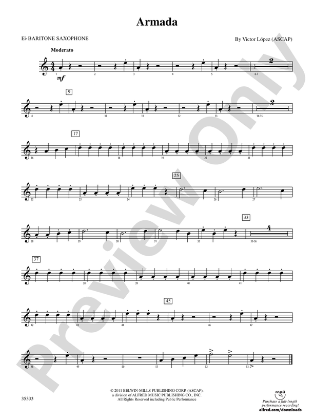 Armada: E-flat Baritone Saxophone: E-flat Baritone Saxophone Part - Digital Sheet Music Download
