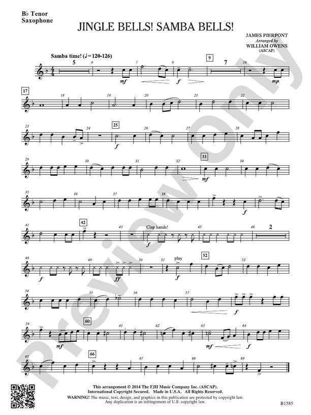 Jingle Bells! Samba Bells!: B-flat Tenor Saxophone: B-flat Tenor ...