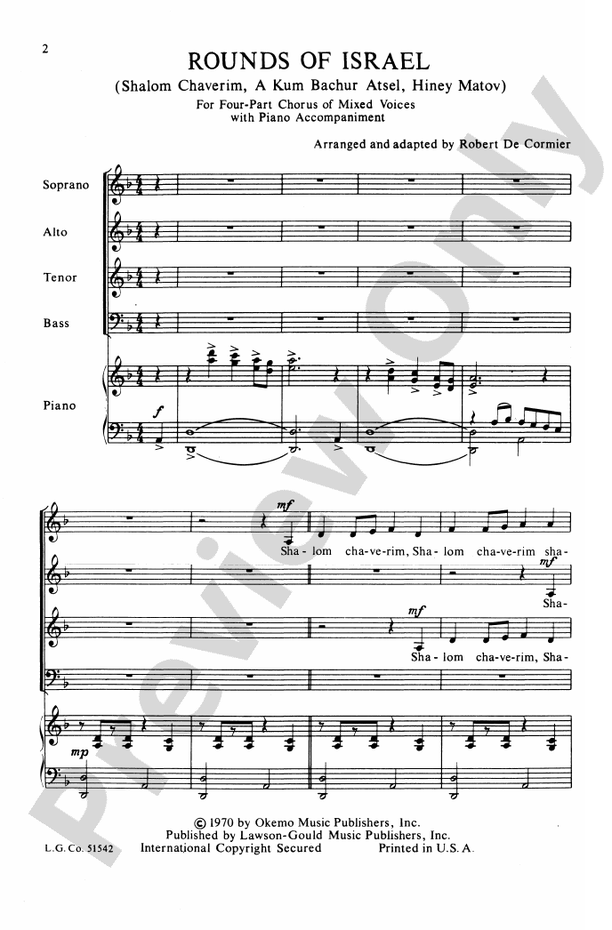 Rounds of Israel: SATB Choral Octavo - Digital Sheet Music Download
