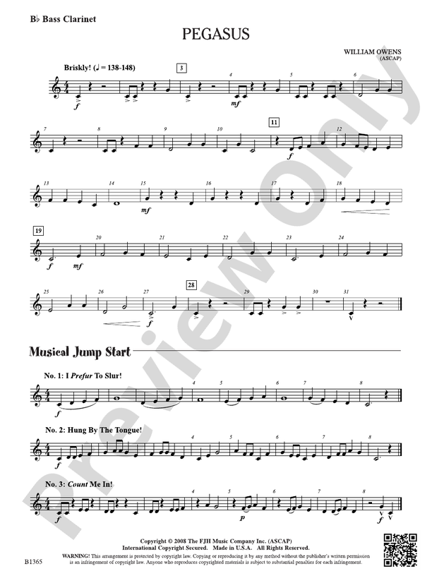 Pegasus: B-flat Bass Clarinet: B-flat Bass Clarinet Part: William Owens - Digital Sheet Music ...
