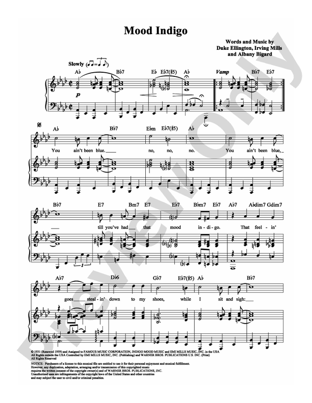 Mood Indigo: Piano/Vocal/Chords: Duke Ellington - Digital Sheet Music ...