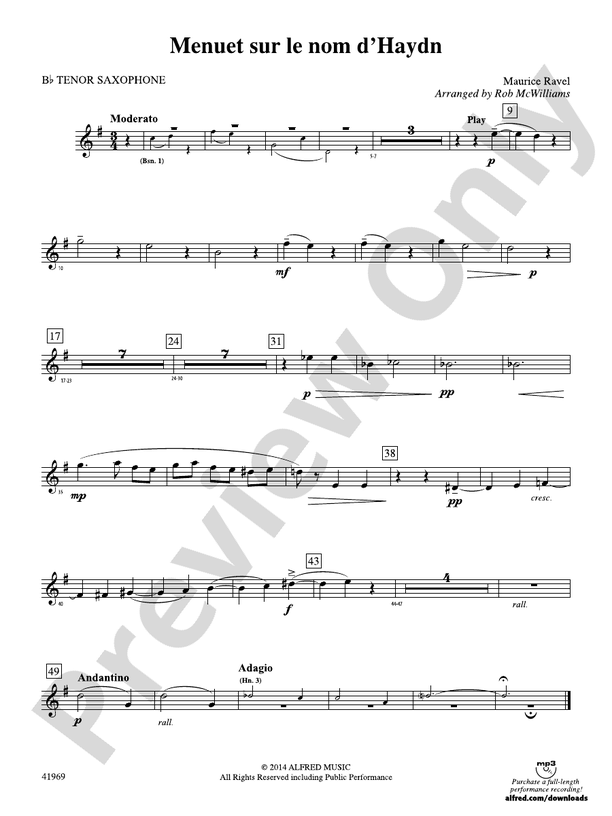Menuet sur le nom d'Haydn: B-flat Tenor Saxophone: B-flat Tenor ...