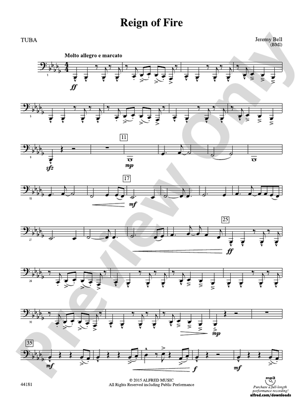 Reign of Fire: Tuba: Tuba Part - Digital Sheet Music Download