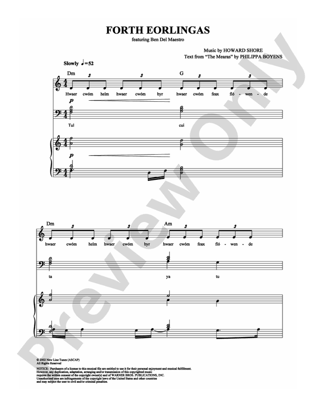 Forth Eorlingas: Piano/Vocal/Chords: Ben Del Maestro - Digital Sheet Music Download