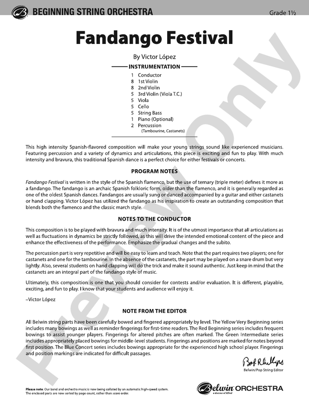 Fandango Festival: Score: String Orchestra Score - Digital Sheet Music ...