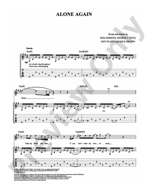 Alone Again: Guitar TAB: Dokken - Digital Sheet Music Download