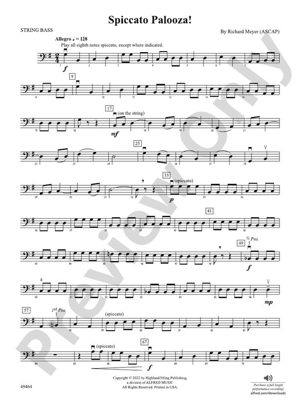 Spiccato Palooza!: String Bass: String Bass Part - Digital Sheet Music ...